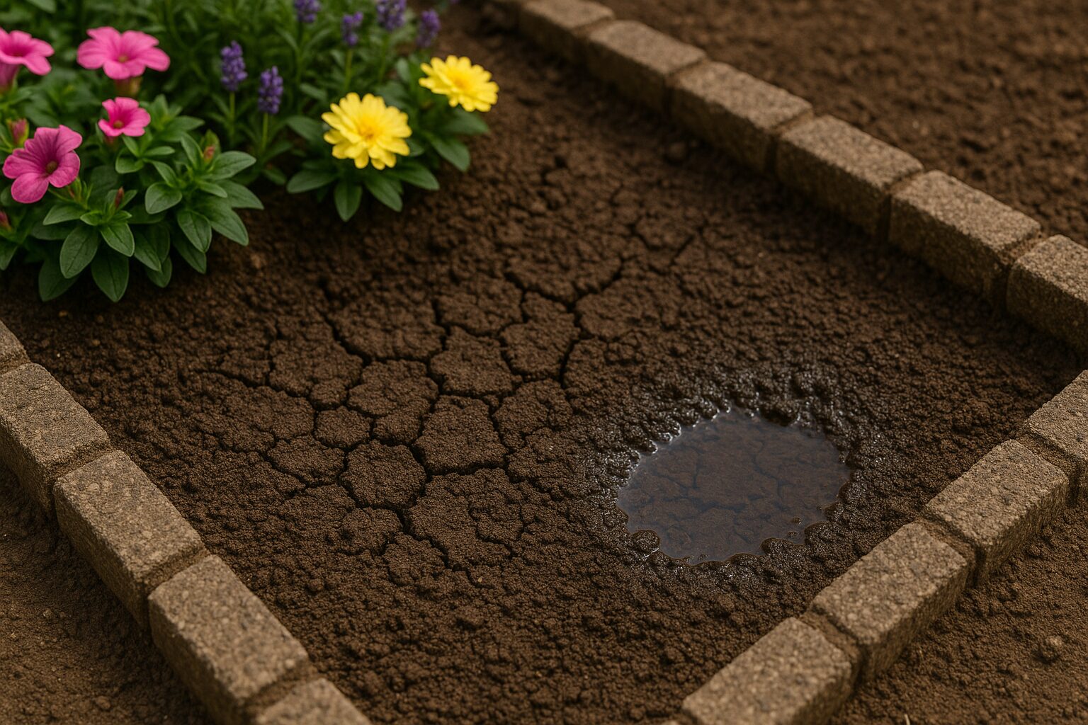 花壇の土が水を吸わない時にまず行うべき基本対策